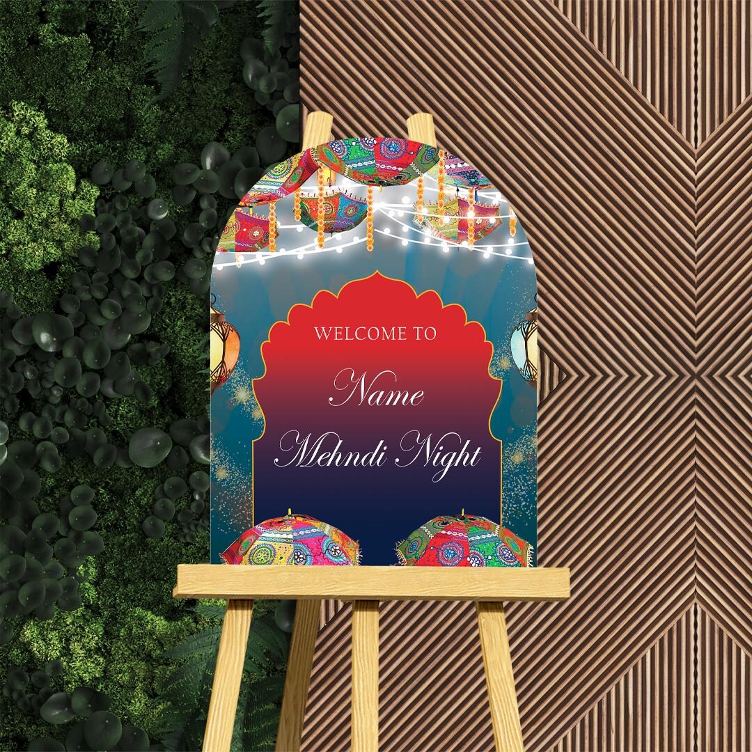 Mehndi Arch Welcome Signs, Mehendi Signs, Umbrella Desi Decor, Mehndi ...