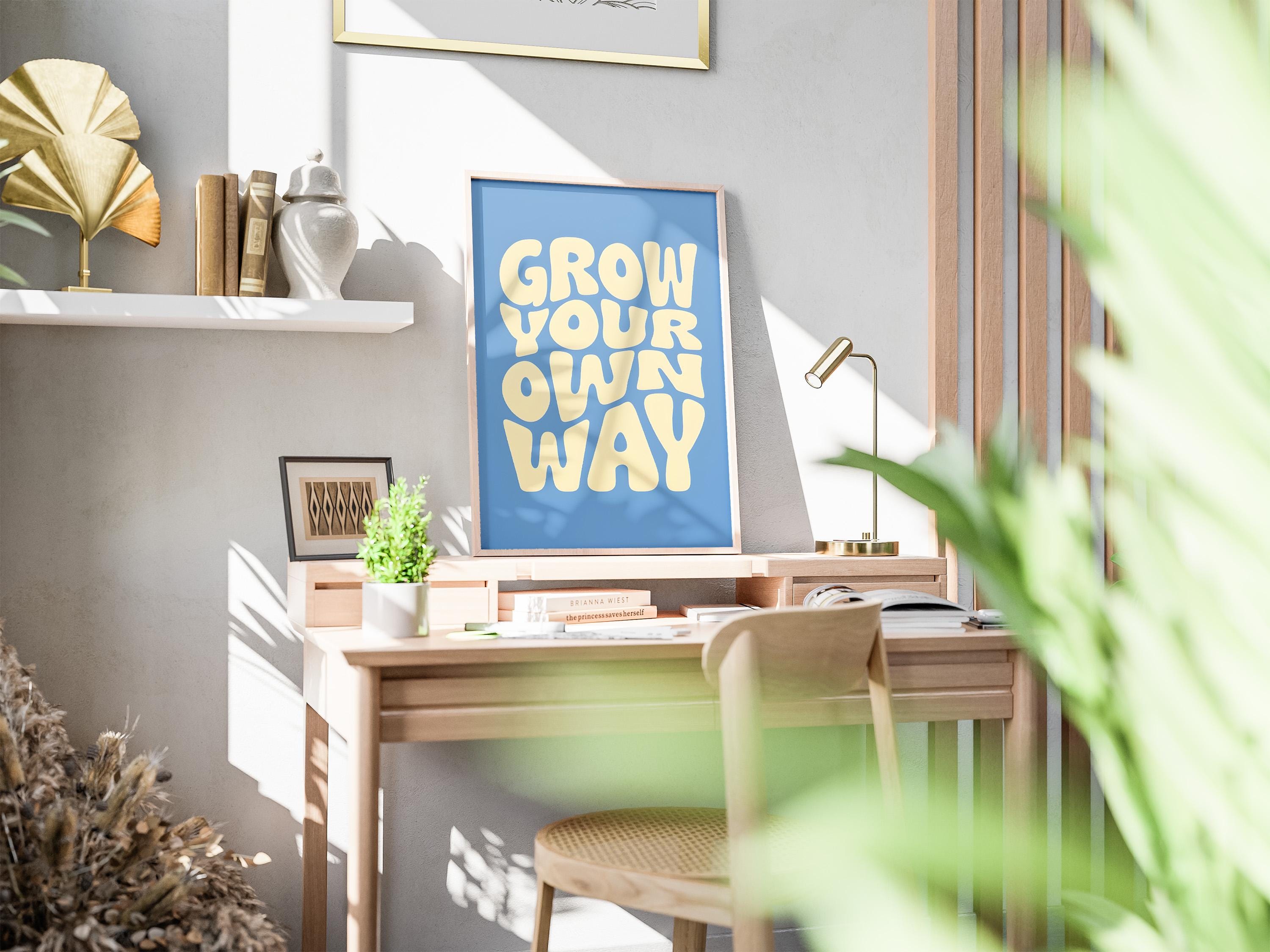 Grow Your Own Way Poster – Retro Motivational Wall Art (digital ...