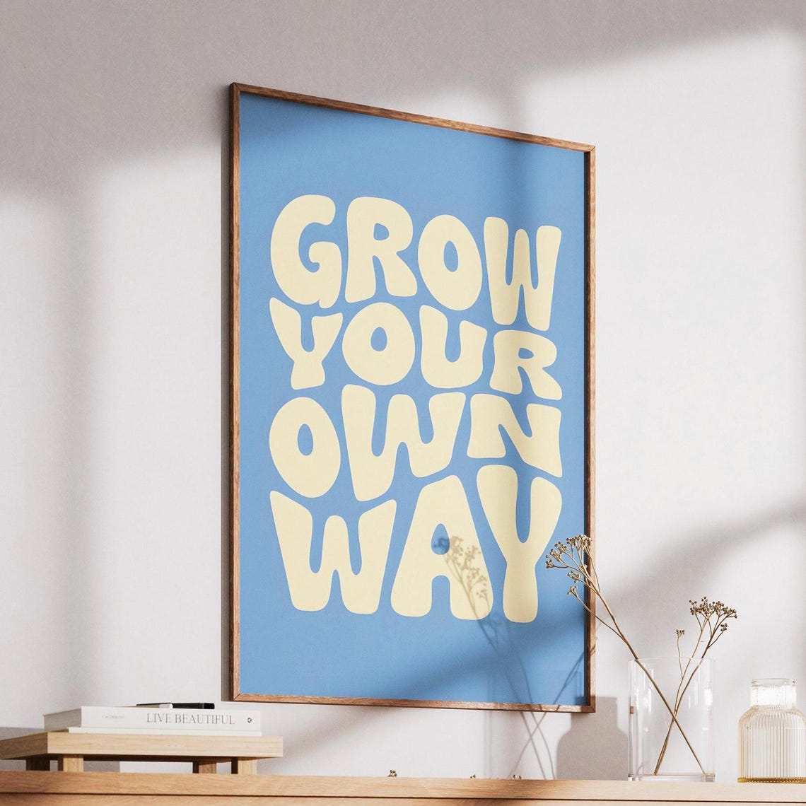 Grow Your Own Way Poster – Retro Motivational Wall Art (digital ...