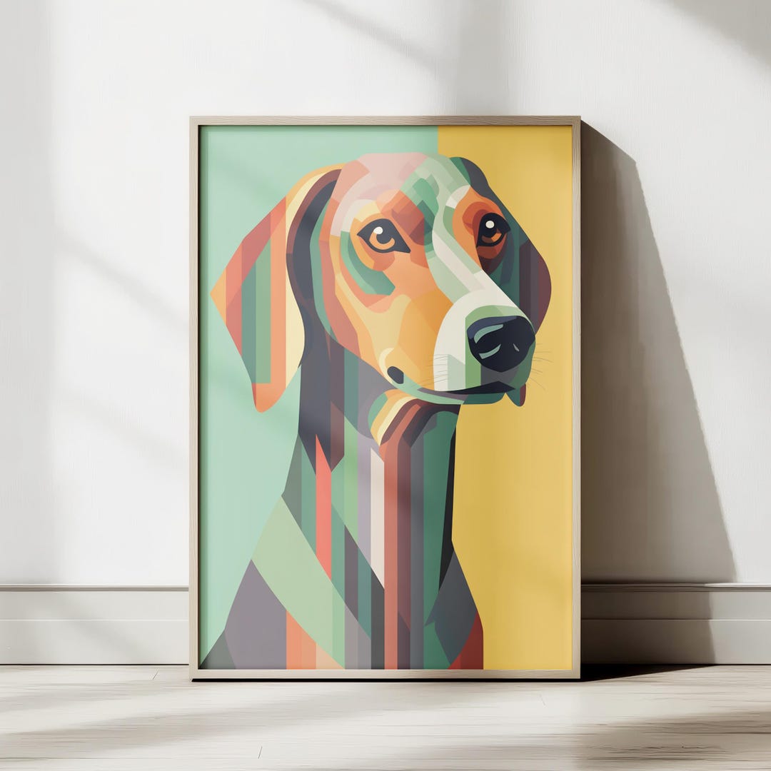 Geometric Dog Art Print – Modern Abstract Pet Poster, Colorful Wall ...