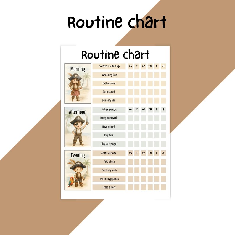 Pirate Routine Chart & Study Planner: Kids Homeschool Printable (A4 PDF ...