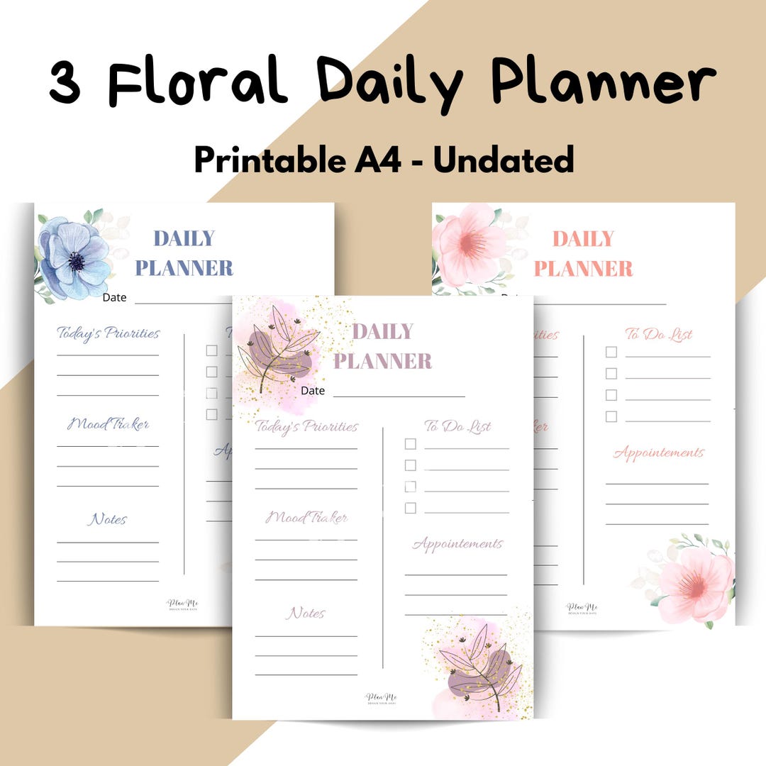 Weekly Schedule Organizer, Floral Daily Planner Bundle | A4 Printable ...