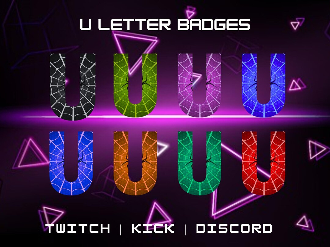 Twitch U Letter Sub Badges | Bit/sub Badges | Kawaii Alphabet Badges ...