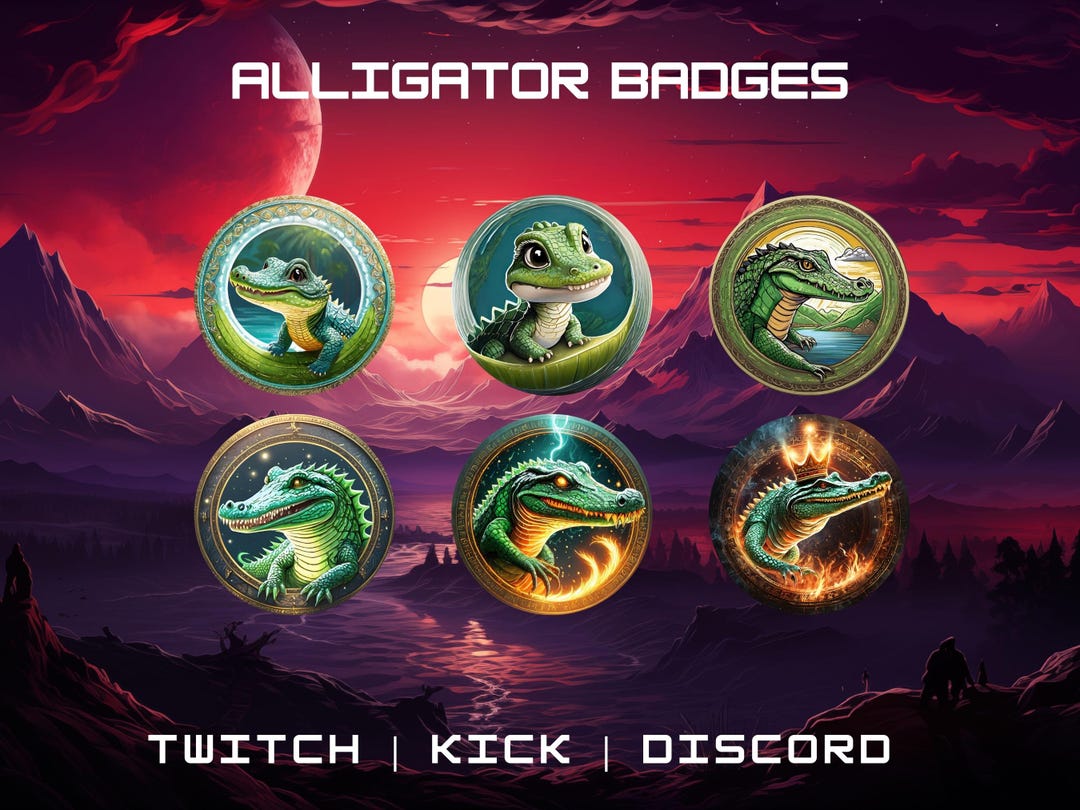 Alligator Badges | Twitch Bit/sub Icons | Animal Designs | Instant ...