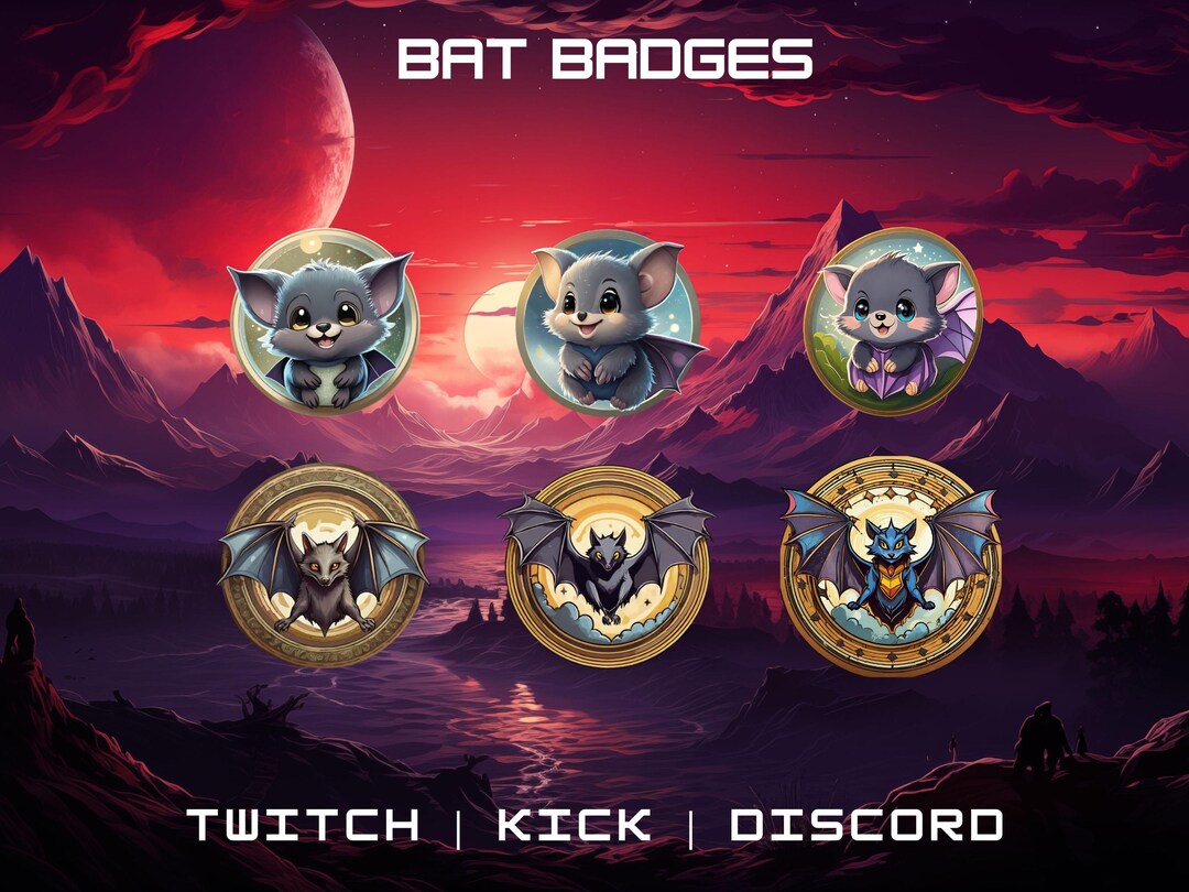 Bat Badges for Twitch, Youtube, Kick and Discord | Bit Badges | Sub ...