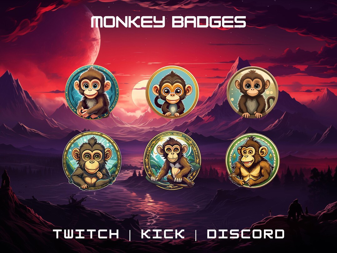 Monkey Sub Badges for Twitch | Instant Digital Download | Animal Sub ...