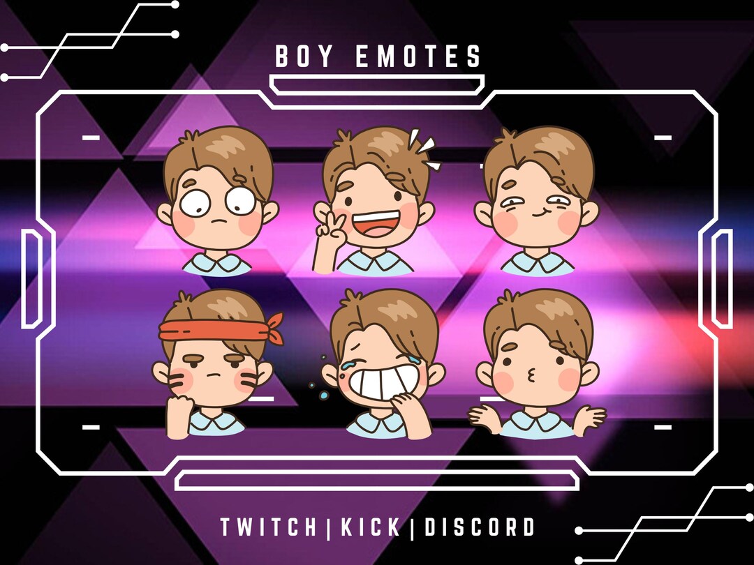 Boy Emotes Set for Twitch, Kick and Mixer | Static Male Emotes | Kawaii ...