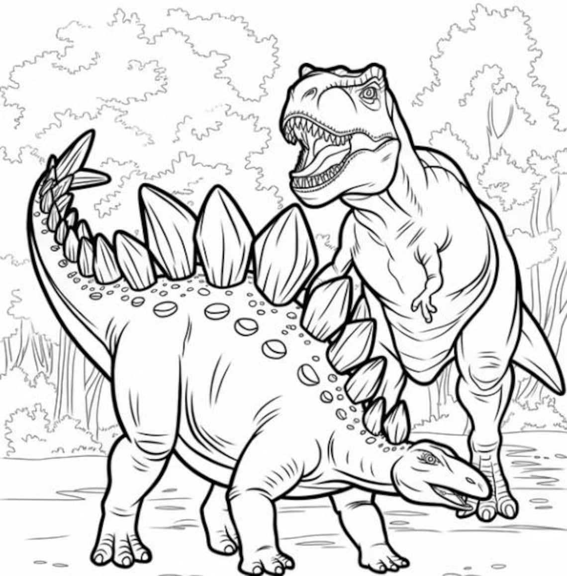 Dinosaur Coloring Book for Ages 5+. 32 Pages of Prehistoric Creatures ...