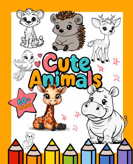 Cute Animal Coloring Book: Stress Relief & Learning With 64 Unique ...