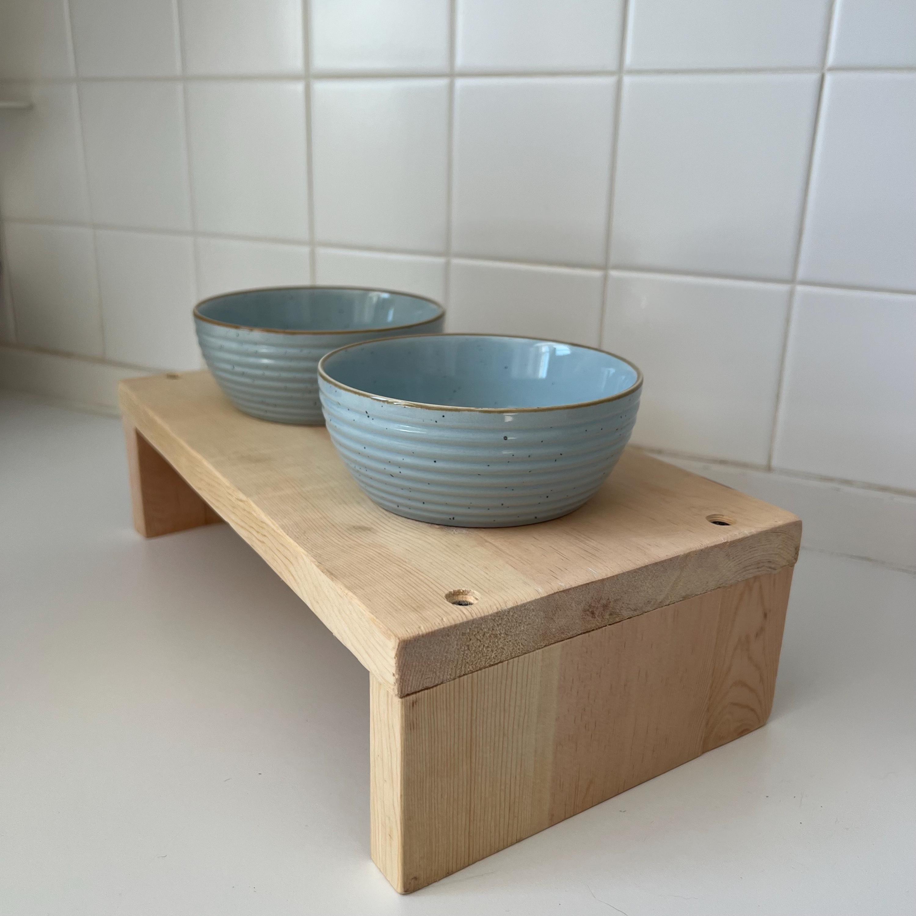 Cat Feeding Station | Elevated Cat Food Tray | Rustic Raised Cat Bowl ...