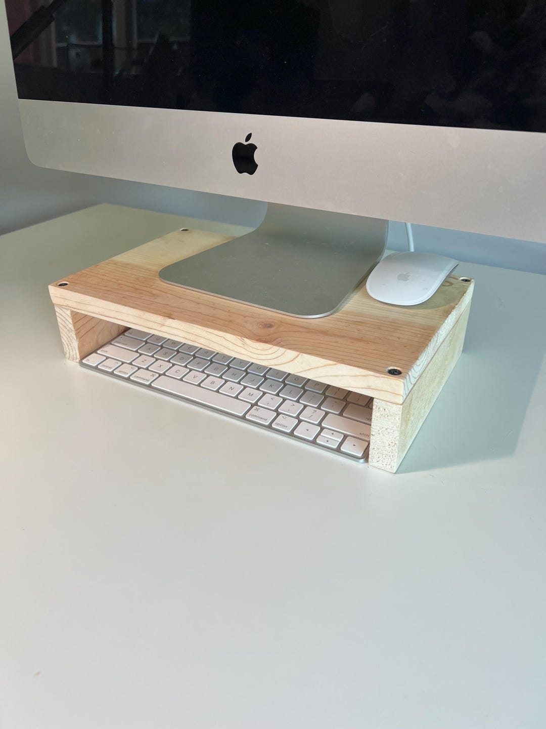 Handmade Wooden Imac Monitor Riser, Rustic Wood Computer Stand for ...