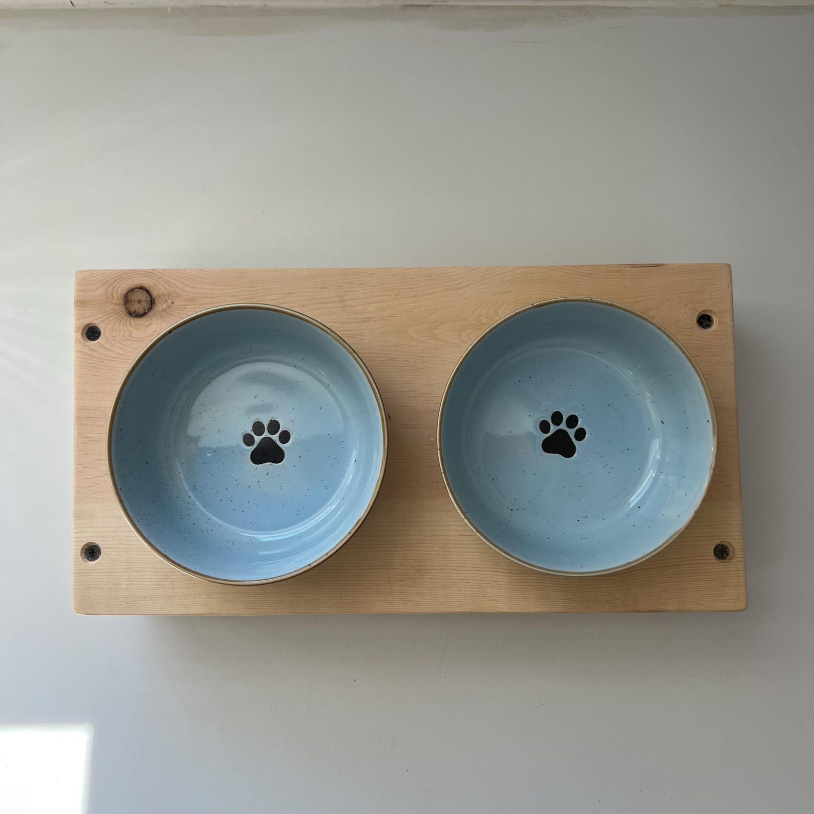 Cat Feeding Station | Elevated Cat Food Tray | Rustic Raised Cat Bowl ...