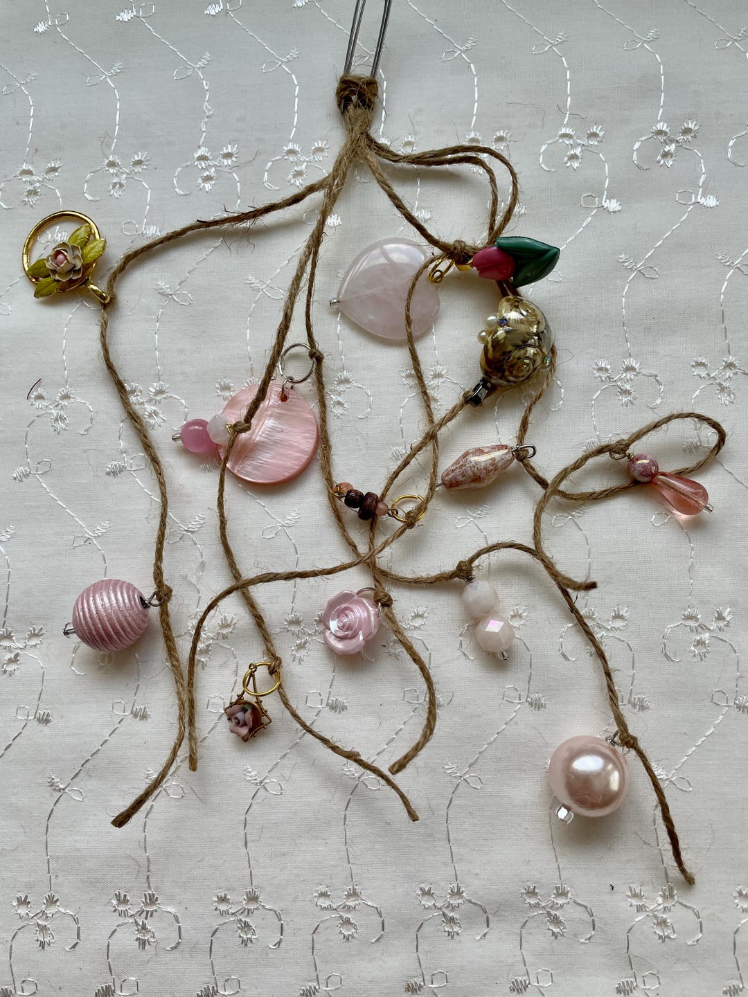 Removable Mauve Pink Dangle Paper Clip Bookmark Beads Tassel Junk ...