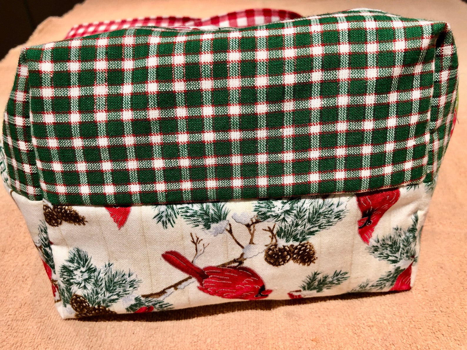 Christmas Cardinal Red Bird Green Patchwork Tote Bag Handmade - Etsy