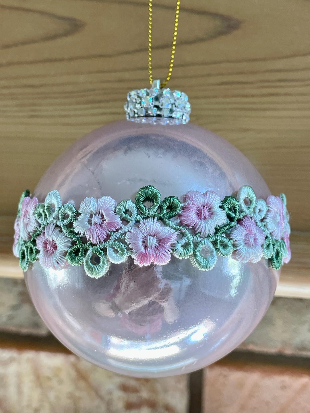 Pink Embroidered Roses Rhinestone Trim Metallic Barbiecore Christmas ...