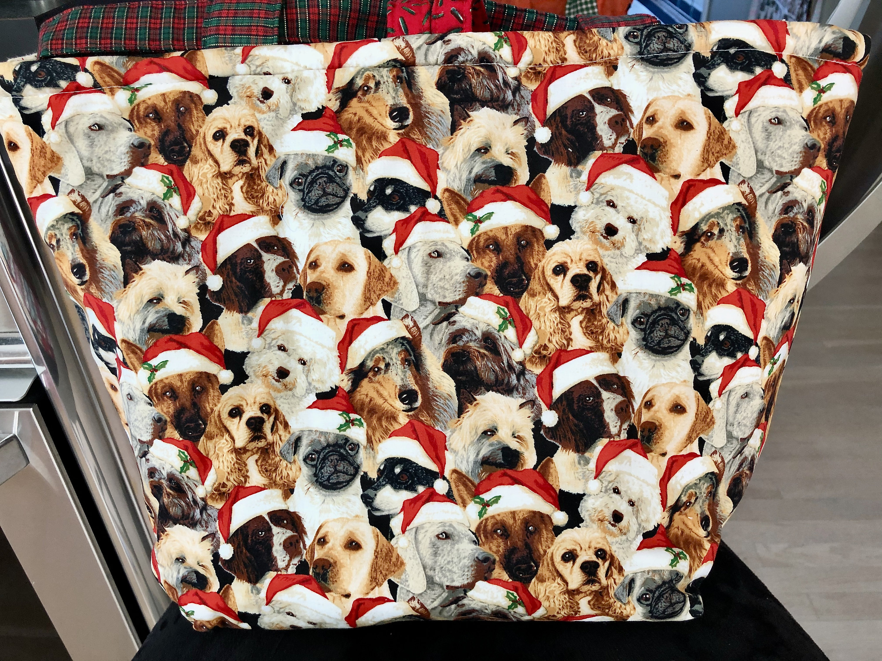 Christmas Dogs Puppies Red Green White Patchwork Tote Bag | Etsy