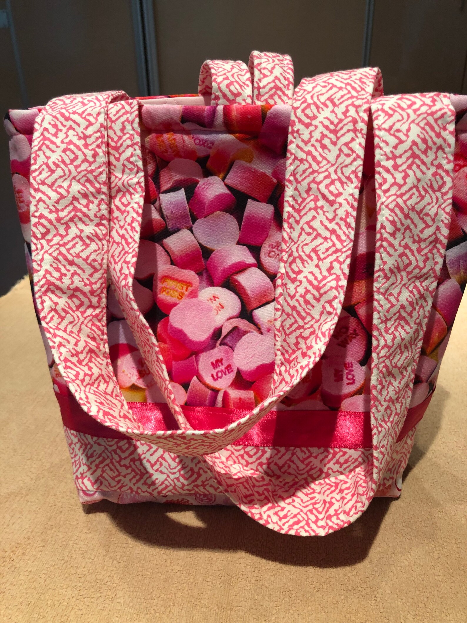 Valentine Pink Conversation Hearts Tote Bag Handmade Doodaba | Etsy