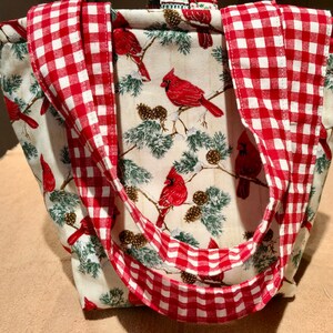 Christmas Cardinal Red Bird Green Patchwork Tote Bag Handmade - Etsy