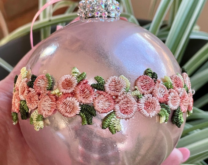 Pink Rose Gold Mauve Embroidered Roses Rhinestone Trim Metallic ...