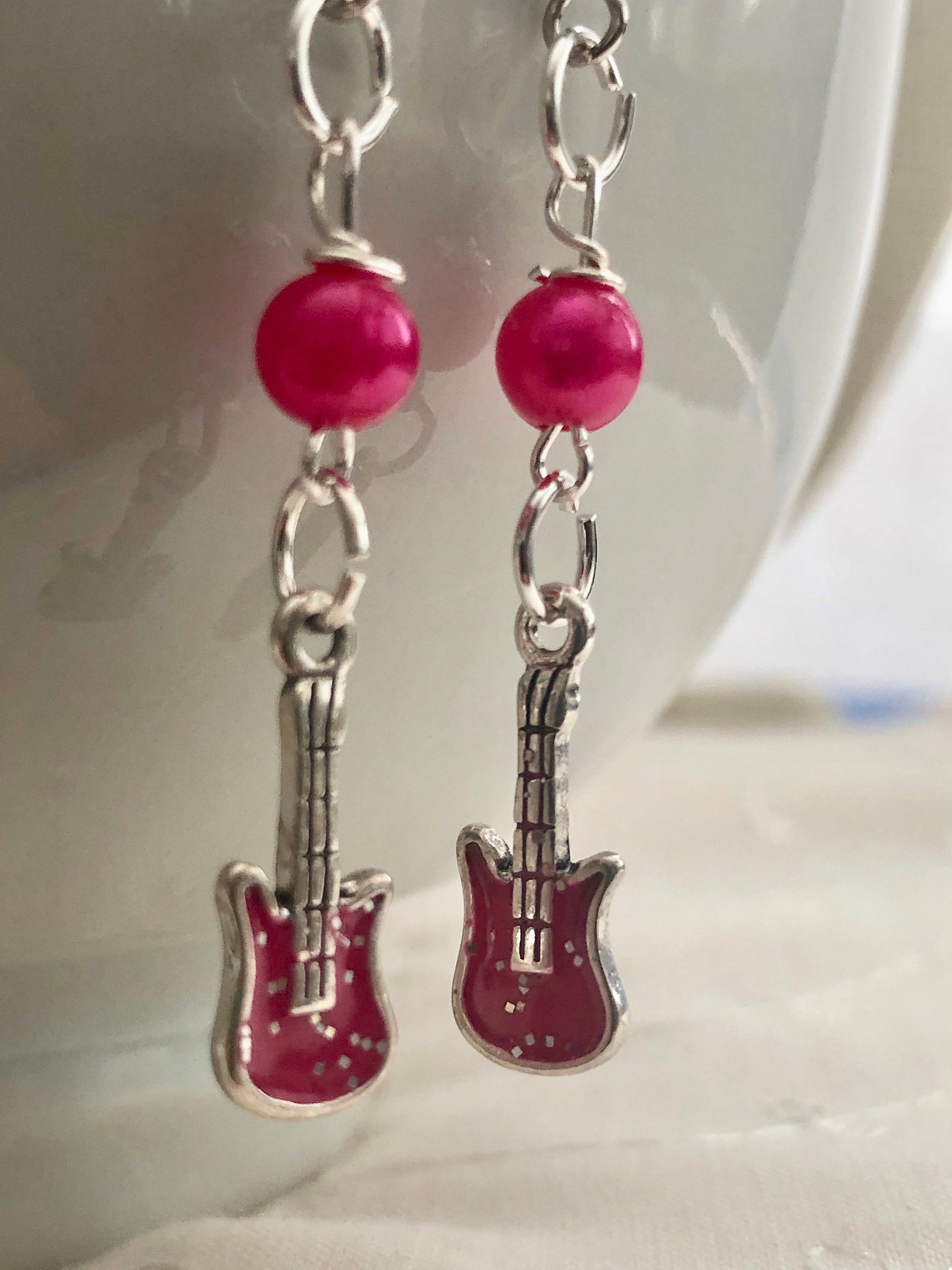 Hot Pink Fuchsia Silver Electric Guitar Stratocaster Silver - Etsy