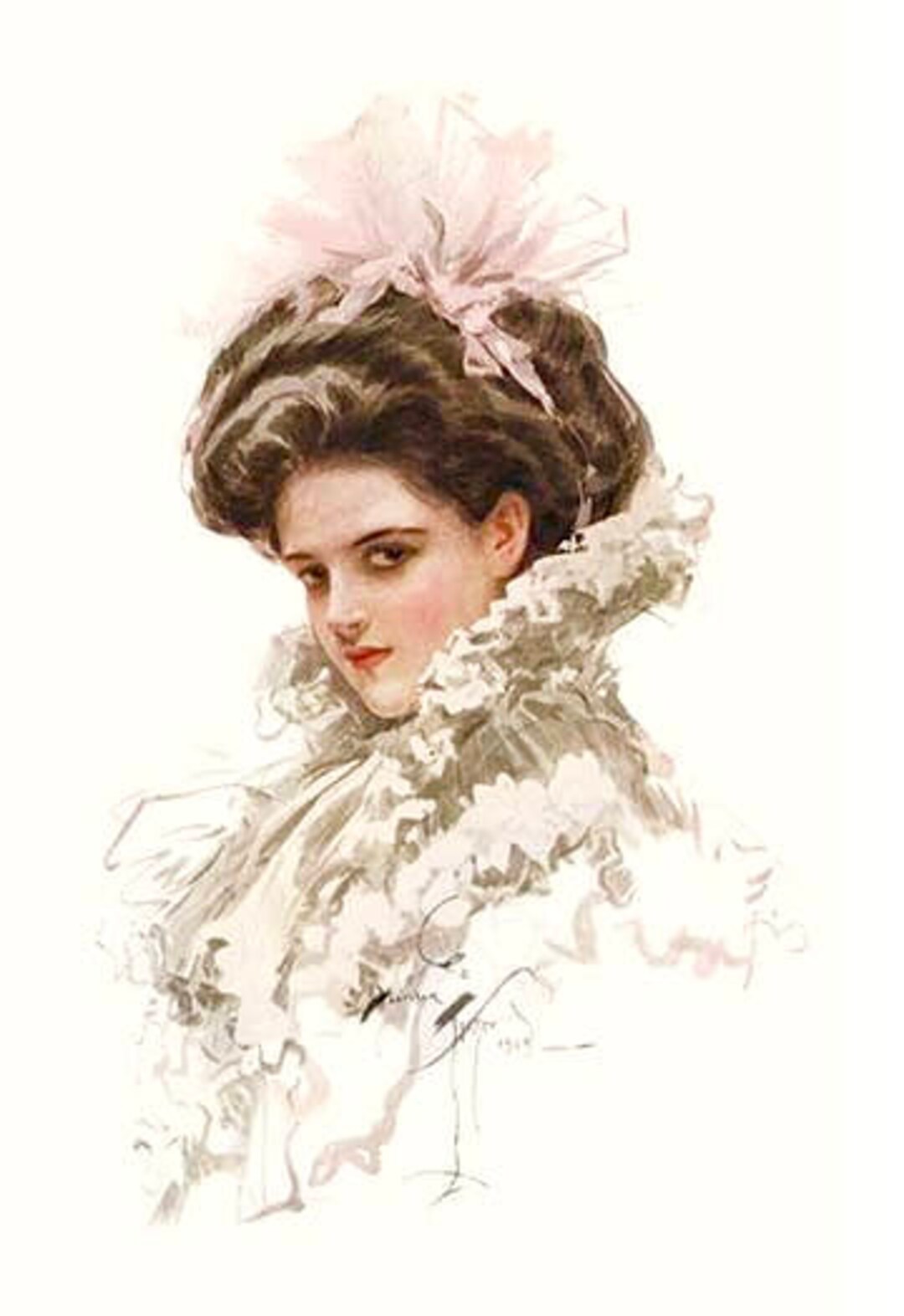 Vintage Woman Lady Pink Harrison Fisher Graphic Image Art - Etsy