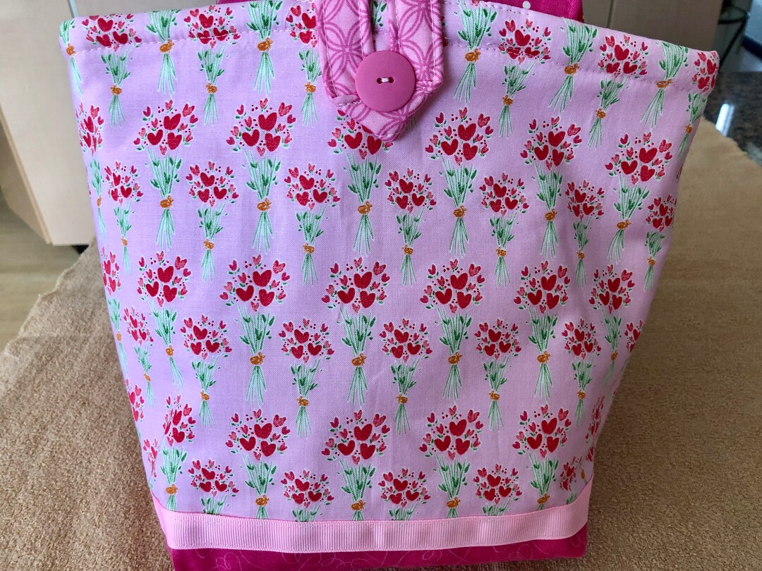 Hot Pink Heart Bouquets Fuchsia Tote Bag Handmade Doodaba - Etsy