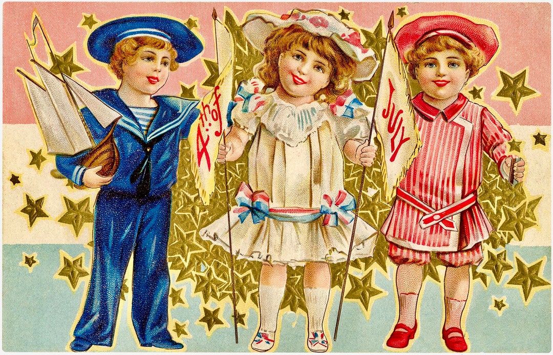 Vintage Victorian Fourth of July 4th Clapsaddle Patriotic Children ...