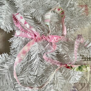 Pink White Primitive Rag Ribbon Tattered Trim Cottage Craft Fabric ...