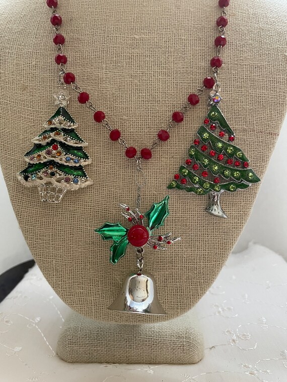 Christmas Holly Bell Trees Silver OOAK Vintage Assemb… - Gem