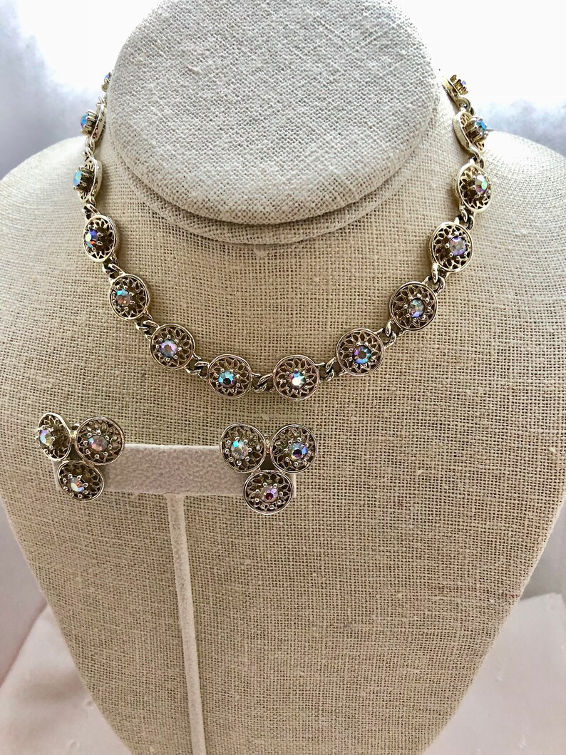 Vintage Coro AB Aurora Borealis Rhinestone Parure Set Bridal - Etsy