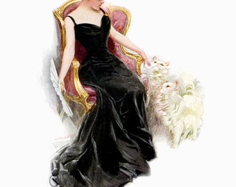 Vintage Woman Lady Pink Harrison Fisher Graphic Image Art | Etsy