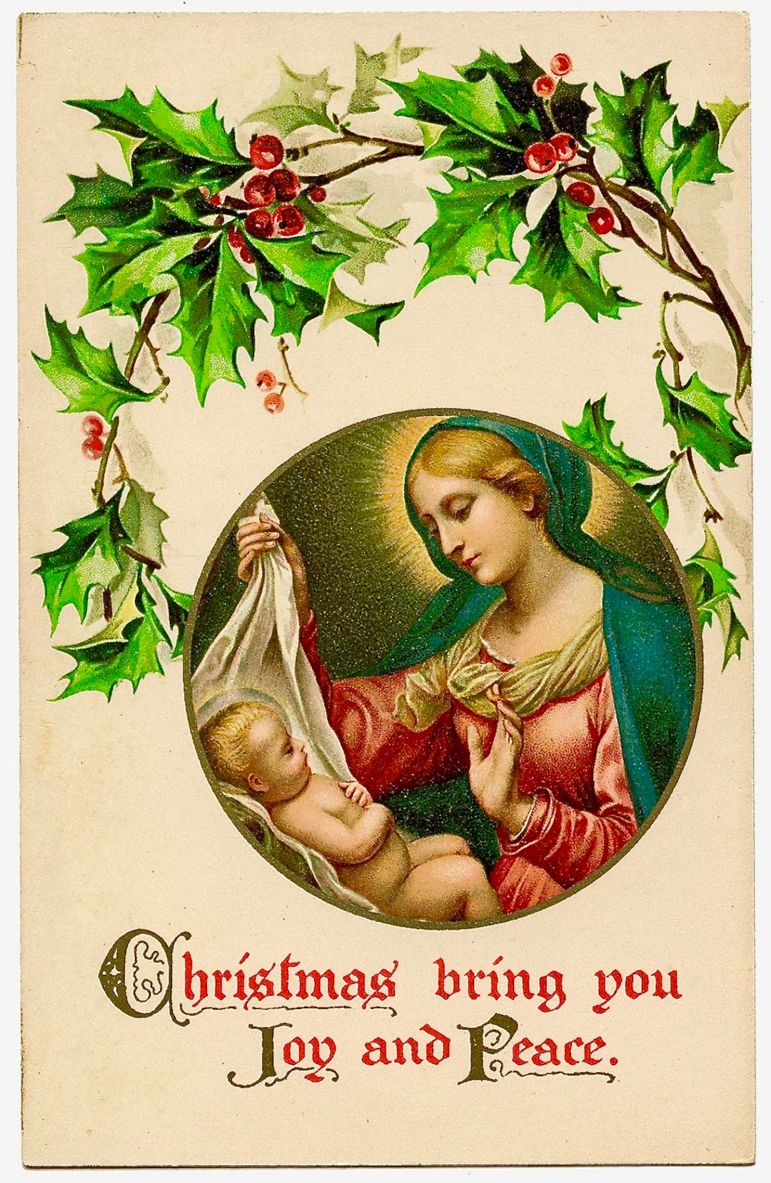 Vintage Victorian Madonna Mary Jesus Graphic Image Art Fabric Block ...