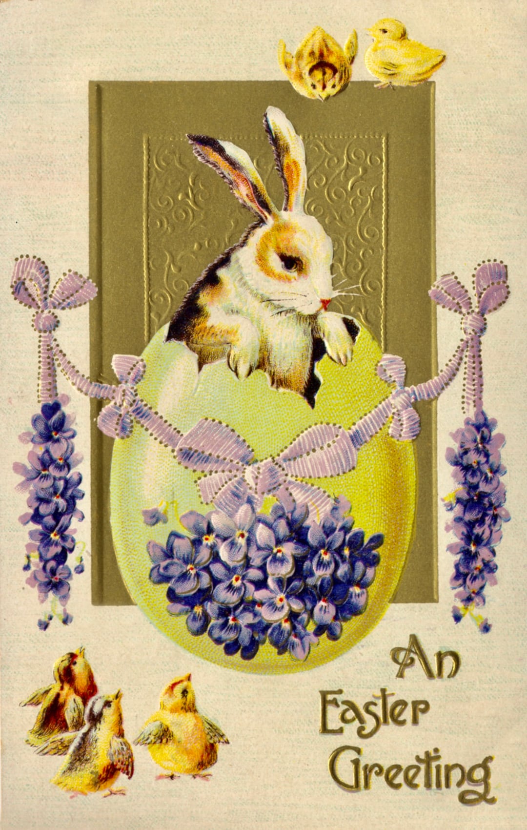 Vintage Victorian Easter Bunny Rabbit Violets Egg Victorian Graphic ...