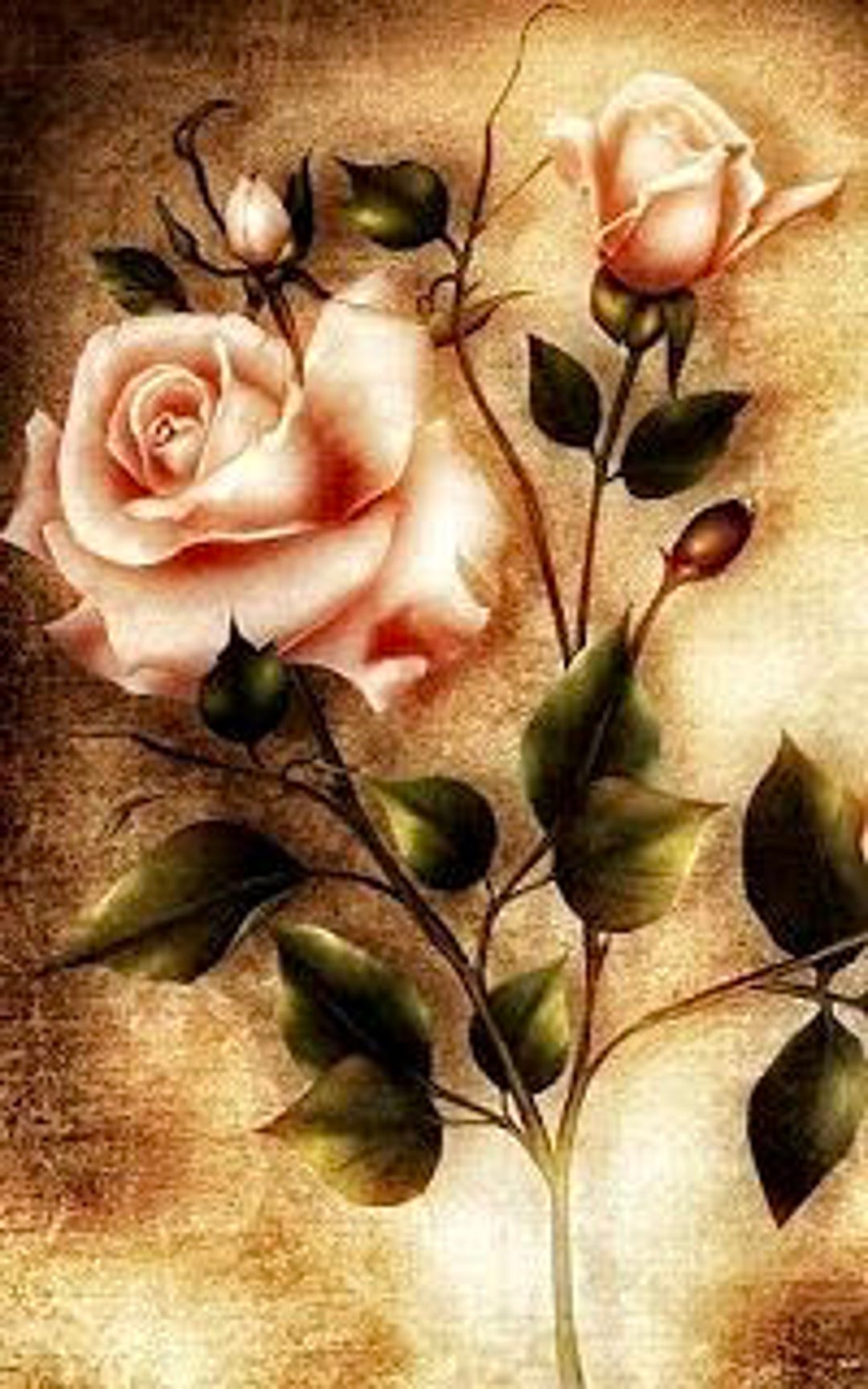 Vintage Victorian Look Ivory Rose Graphic Image Art Fabric Block ...