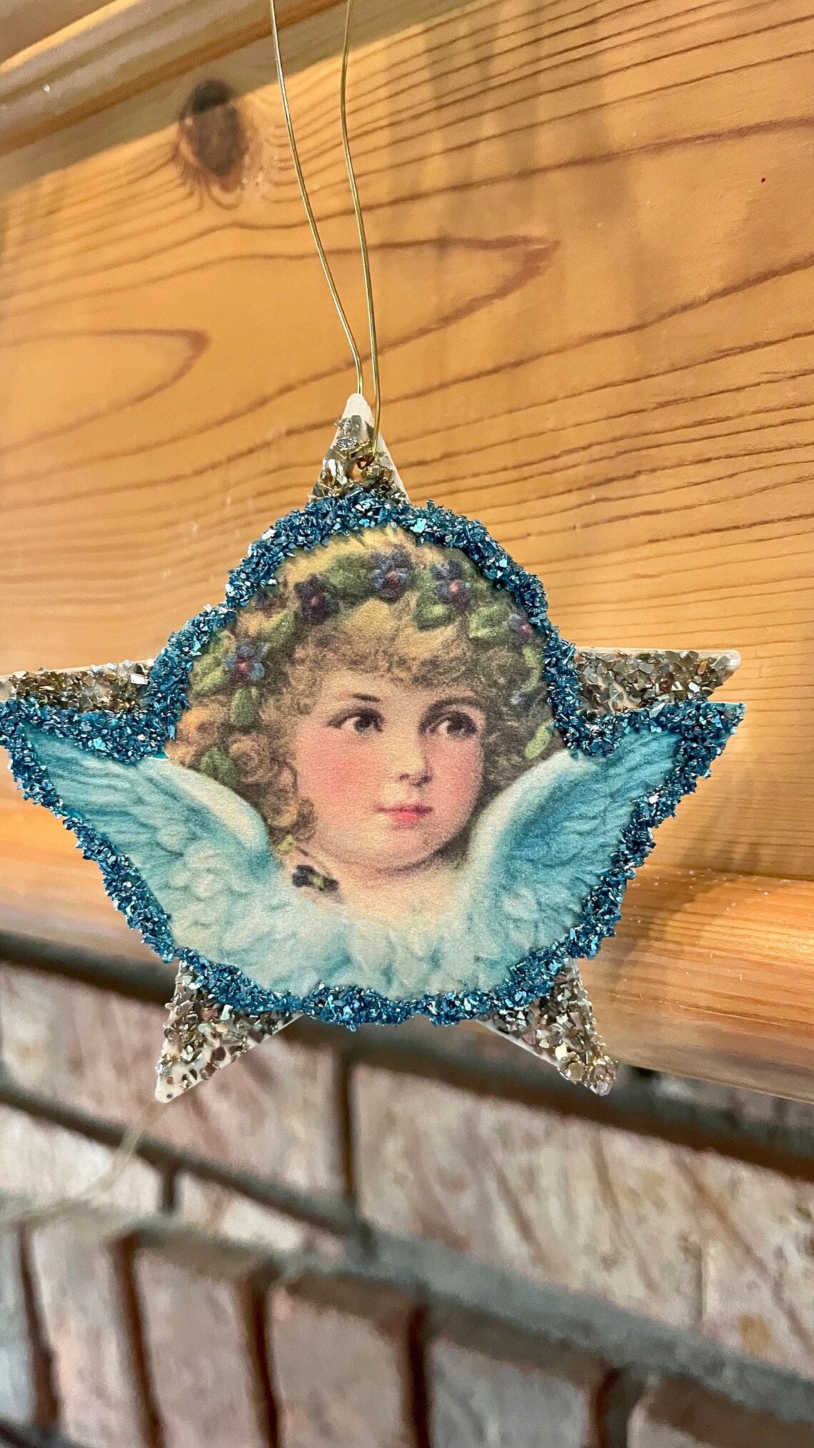 Vintage Teal Angel Christmas Ornament, German Glass Glitter Star - Etsy