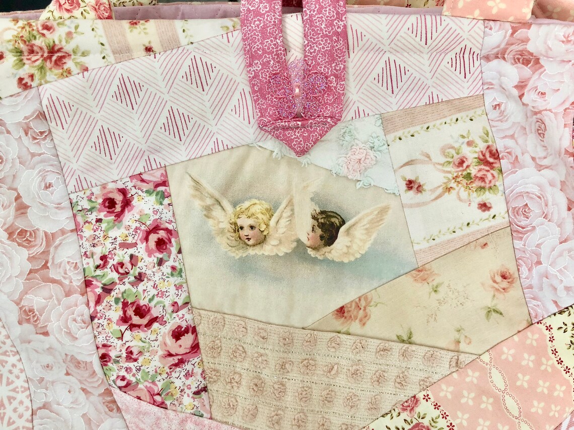 Mauve Blush Pink Cherubs Angels Tote Bag Handmade Quilted - Etsy