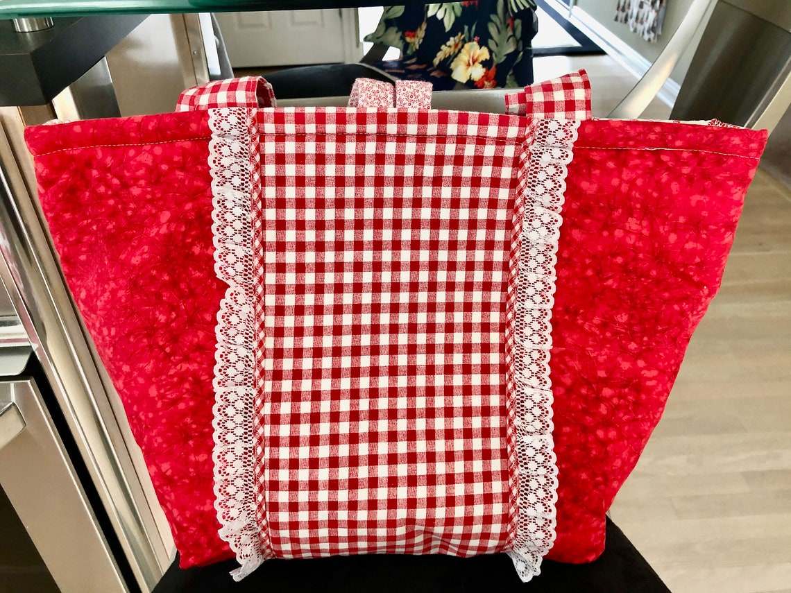 Red Rose Embroidered Vintage Handkerchief Hankie Tote Bag - Etsy