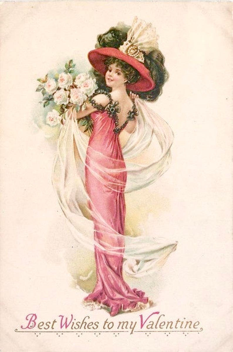Vintage Victorian Pink Harrison Fisher Woman Valentine Graphic Image ...