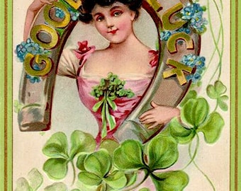 Vintage Irish Girl St Patrick Graphic Image Art Fabric Block | Etsy