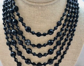 Black Jet Necklace - Etsy