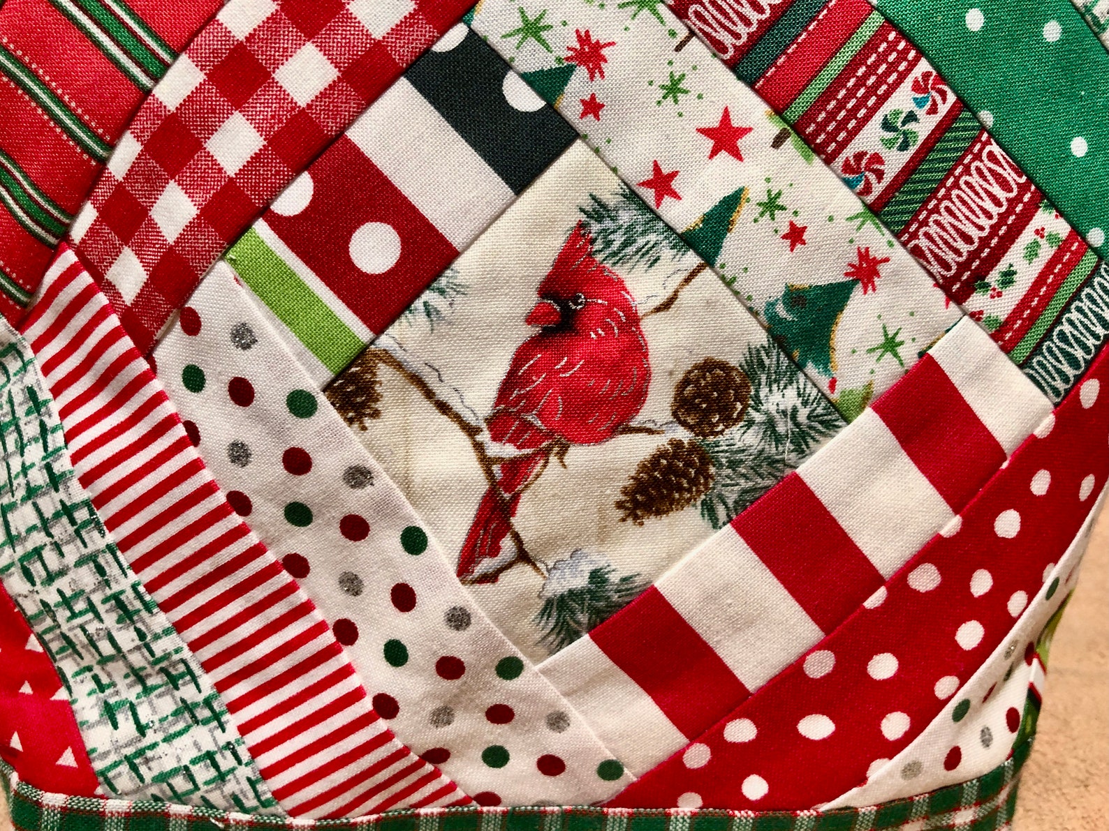 Christmas Cardinal Red Bird Green Patchwork Tote Bag Handmade - Etsy