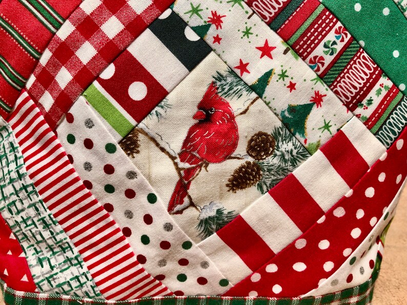 Christmas Cardinal Red Bird Green Patchwork Tote Bag Handmade - Etsy