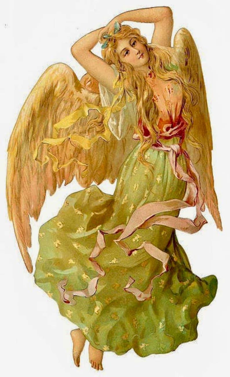 Angel Green Pink Graphic Image Art Fabric Block Doodaba 8 X 10 - Etsy