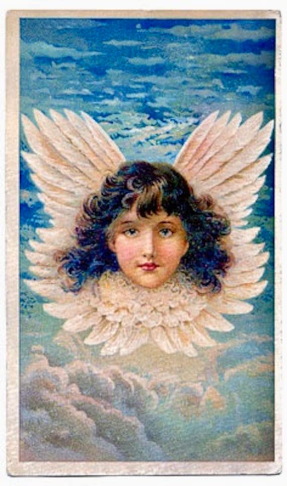 Vintage Angel Graphic Image Art Fabric Block Doodaba | Etsy