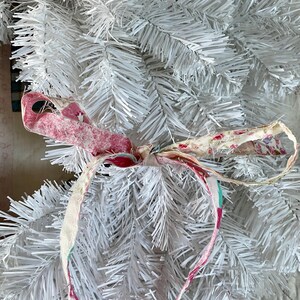 Pink Mauve Primitive Rag Ribbon Tattered Trim Cottage Craft Fabric ...