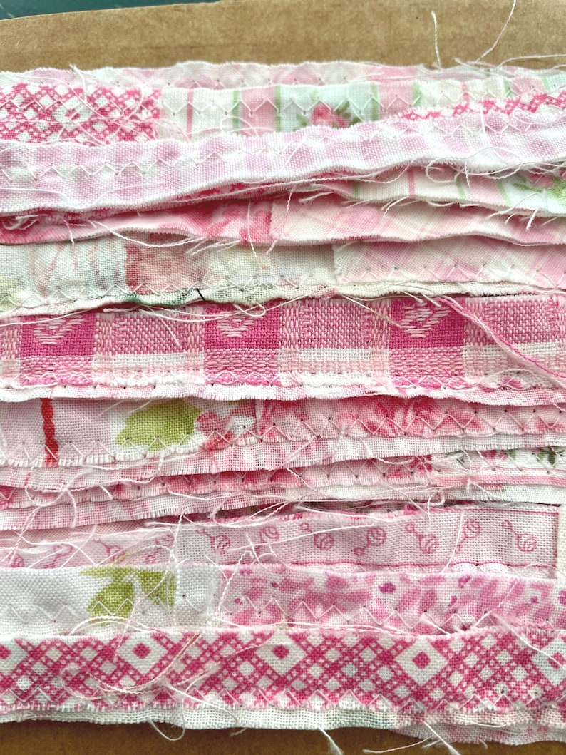Pink White Rag Ribbon,tattered Edge Trim - Junk Journal Doodaba - Etsy