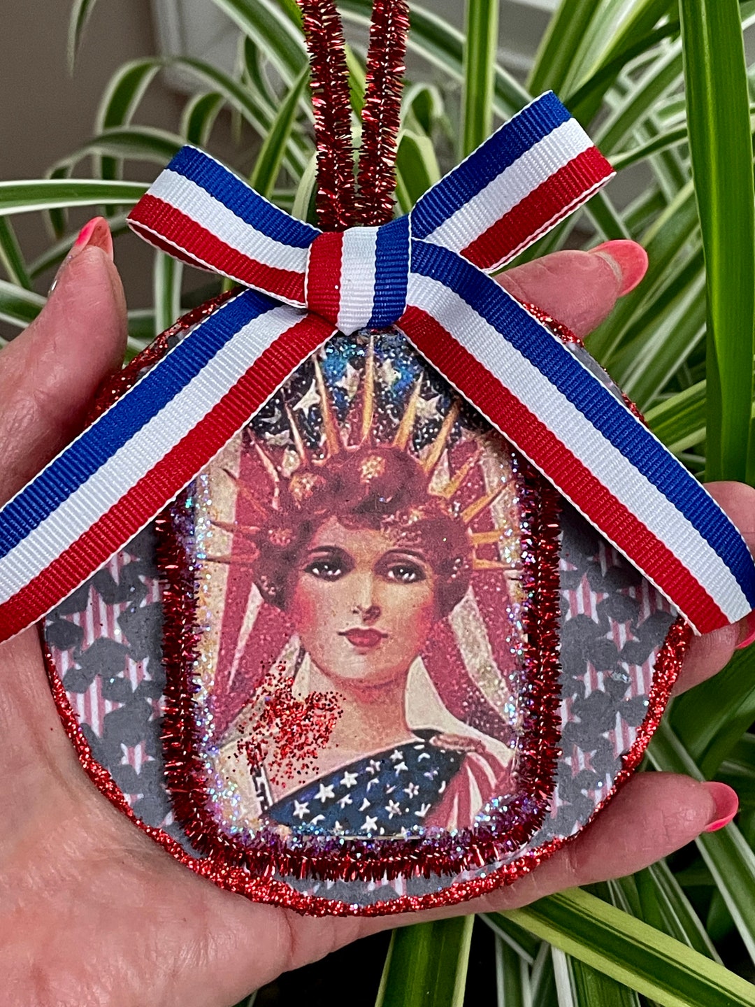 Vintage Patriotic Statue of Liberty Fourth of July 4th Image Decoupaged ...