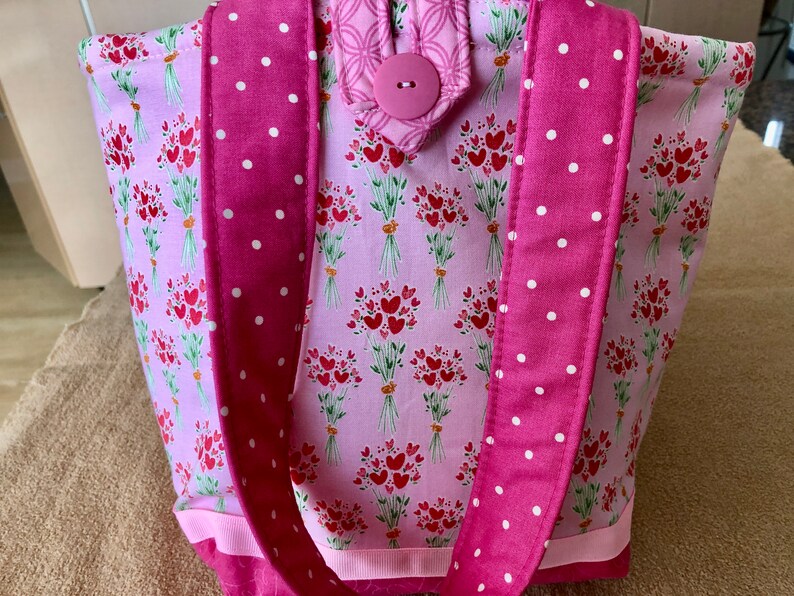 Hot Pink Heart Bouquets Fuchsia Tote Bag Handmade Doodaba - Etsy