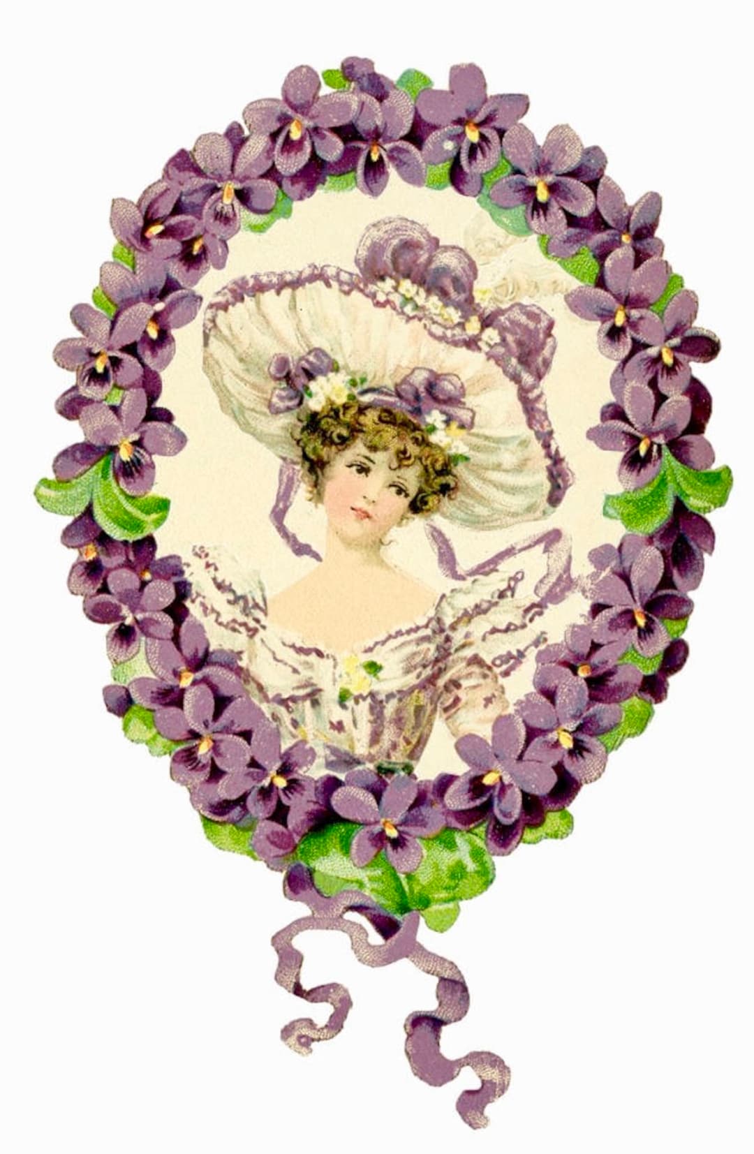 Victorian Vintage Purple Violets Hat Lady Victorian Graphic Image Art ...
