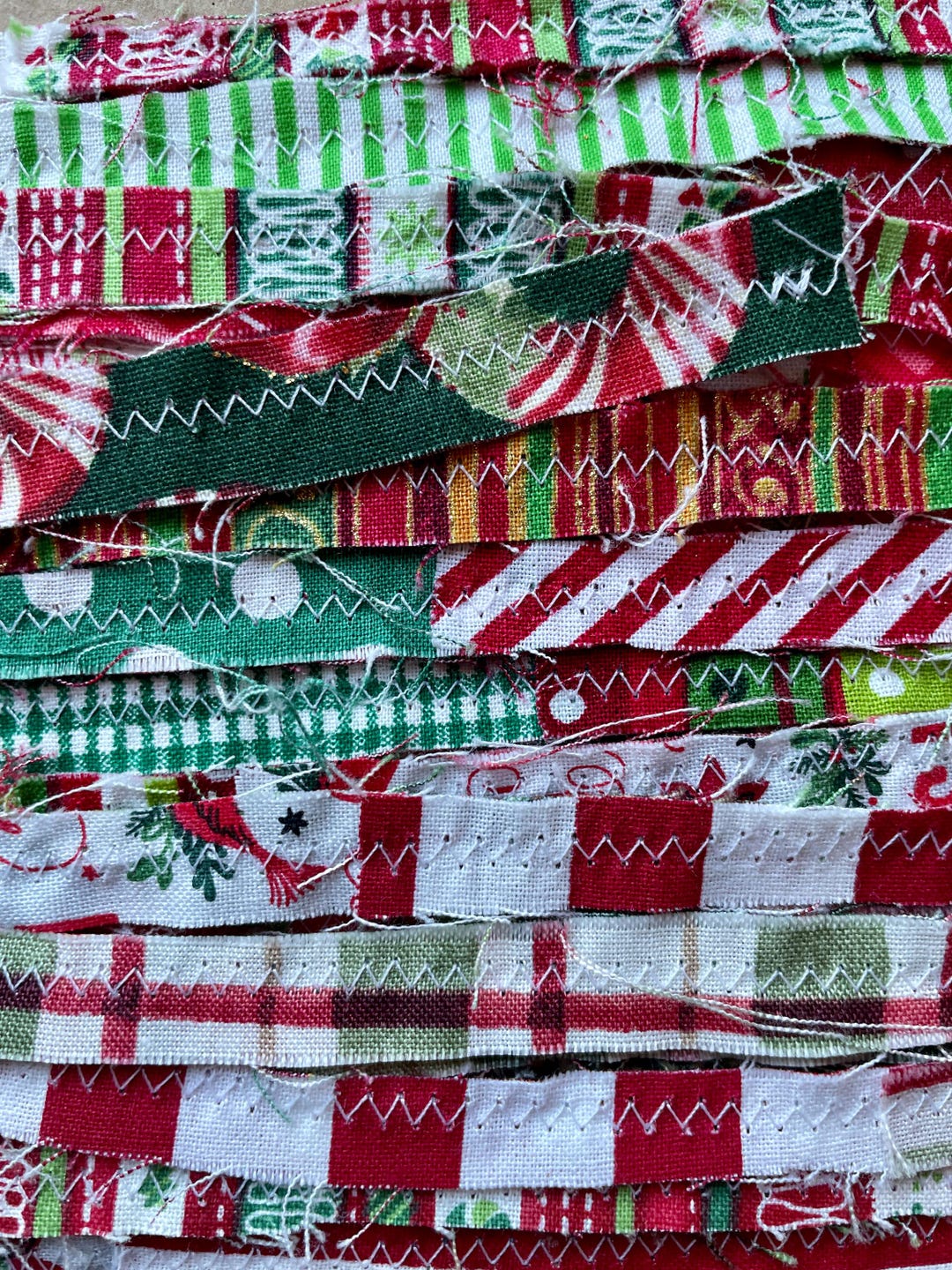 Christmas Rag Ribbon Trim, Tattered Red Green Fabric, Handmade - Etsy